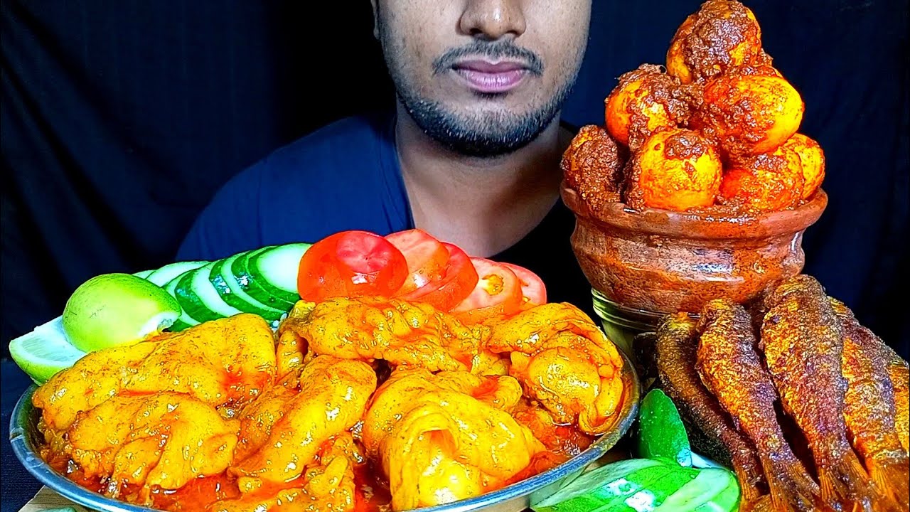 Eating Most Oily Mutton Fat Curry, Spicy Egg Masala Curry || Crispy ...
