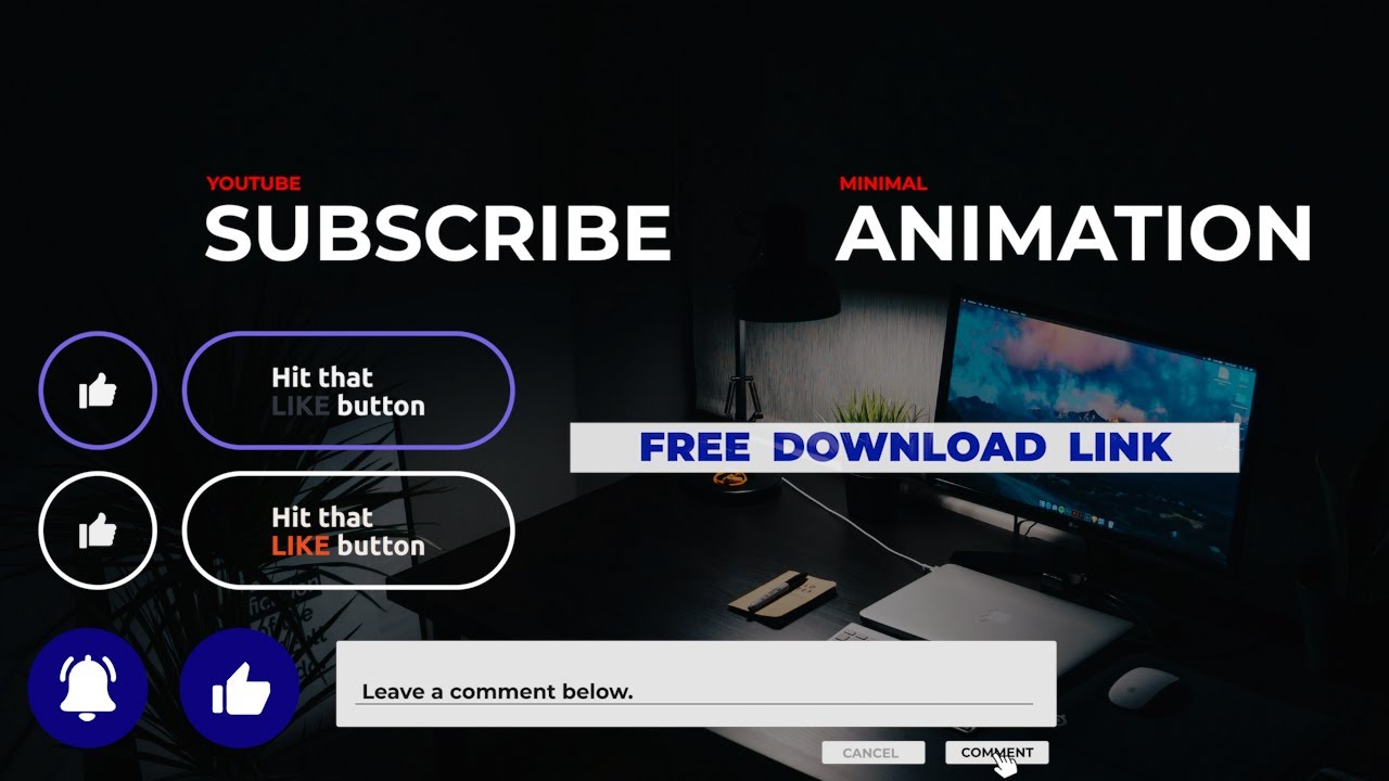 Minimal Subscribe Animation, Like and Comment Template | Subscribe ...