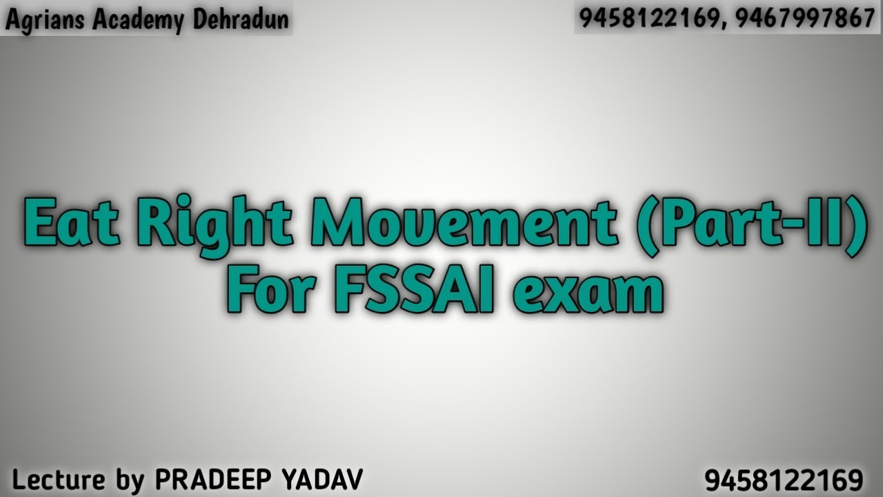 Eat Right Movement (Part II) | by Pradeep Yadav - YouTube