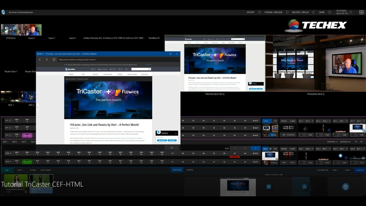 Tutorial NewTek TriCaster CEF HTML Web Buffers - YouTube