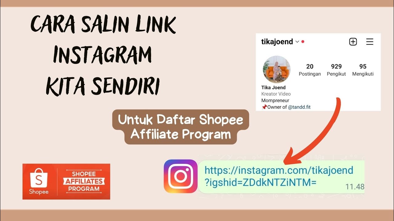 CARA SALIN LINK/ TAUTAN INSTAGRAM KITA SENDIRI UNTUK PENDAFTARAN SHOPEE ...