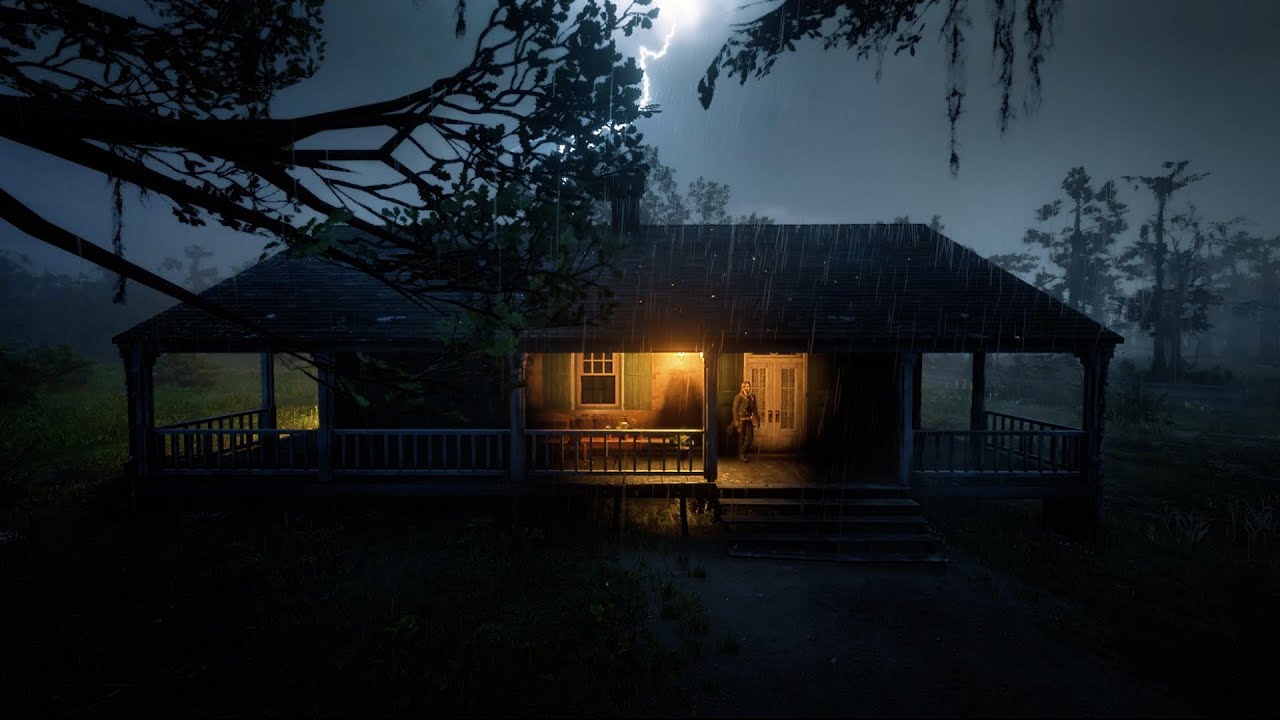 Deep Sleep with Heavy Rain, Thunder, and Insect Sounds in the Bayou Nwa ...