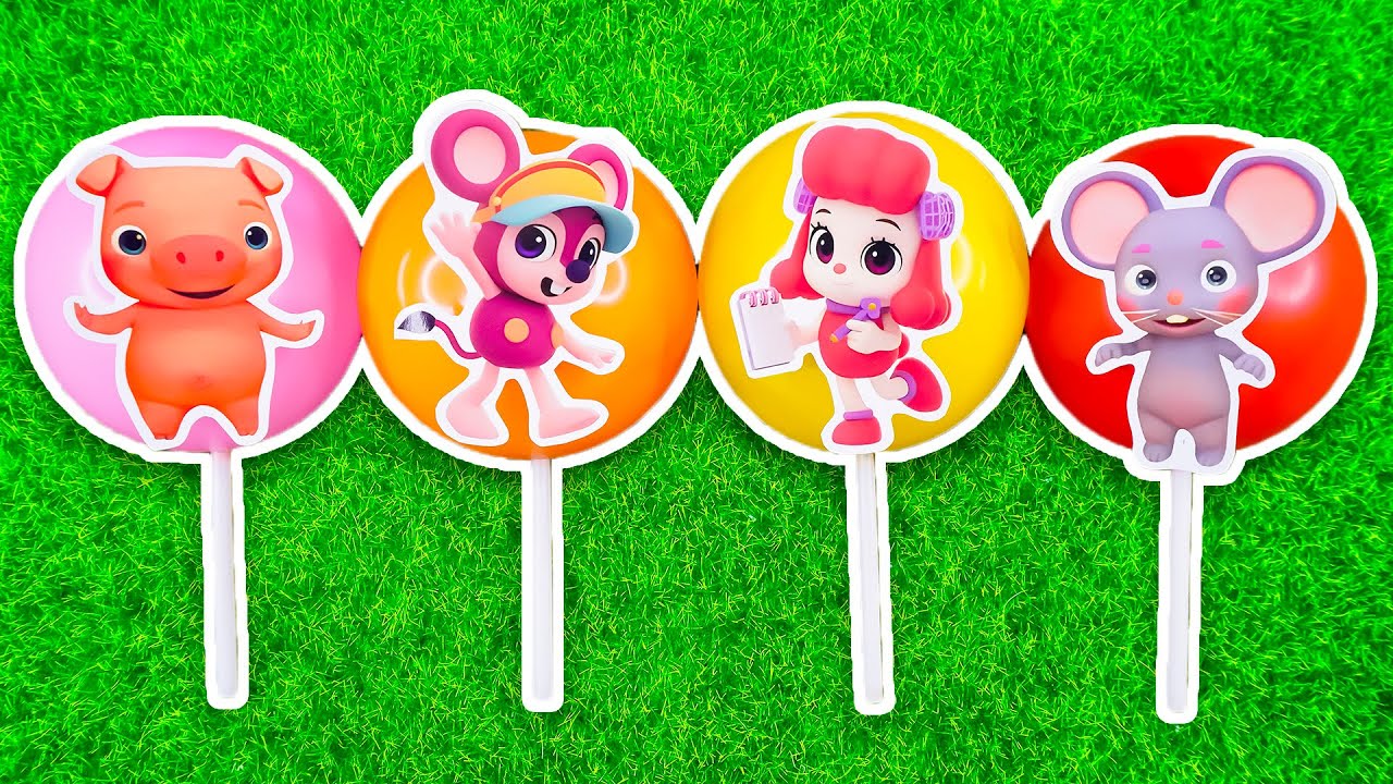Satisfying video Some Lot's of BIG Candy Shop lollipops Cocomelon Hogi ...