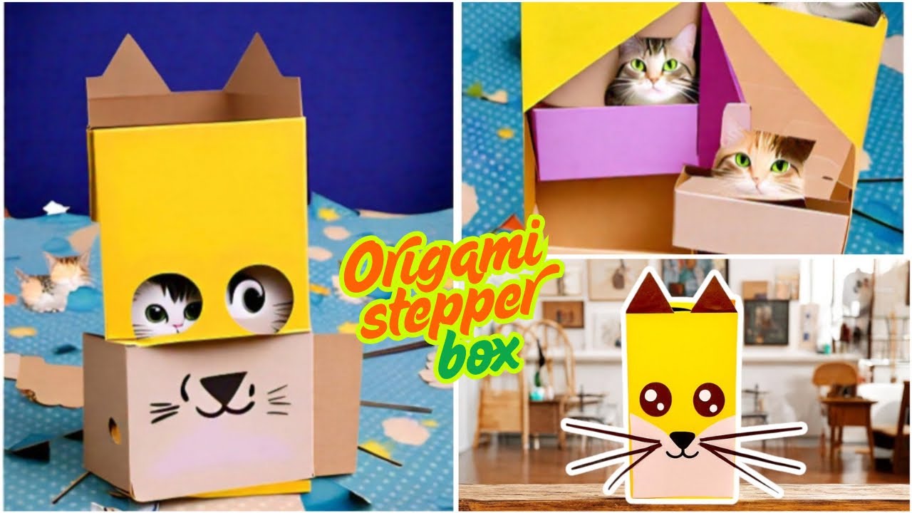 DIY Cat Origami Stepper Box 🐱📦 | Cute & Easy Paper Craft for Kids 🎨 ️ # ...
