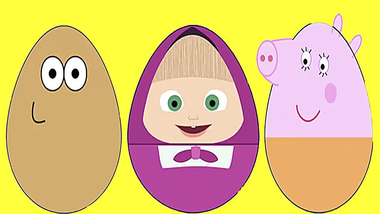 Surprise Egg Peppa Pig Dora POU Masha Opening with TOYS - YouTube