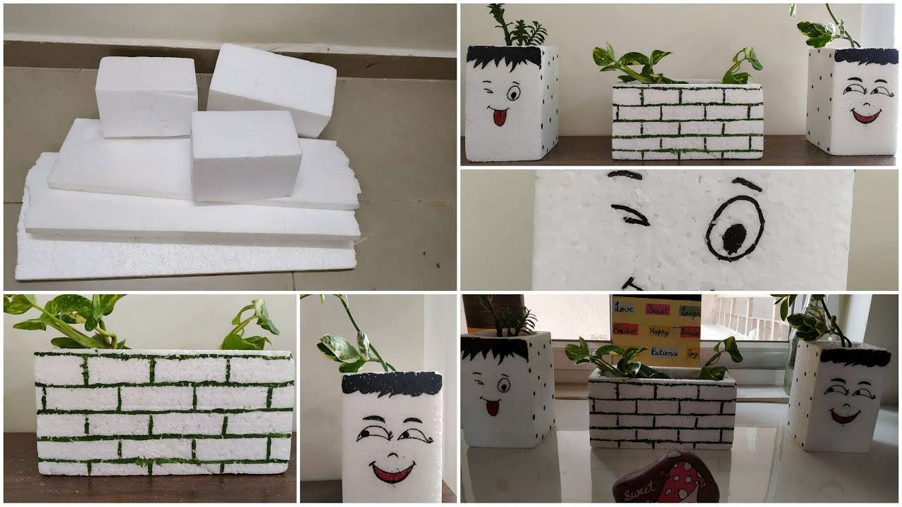 DIY Thermocol Planter | How To Use Waste Thermocol Box As A Planter ...