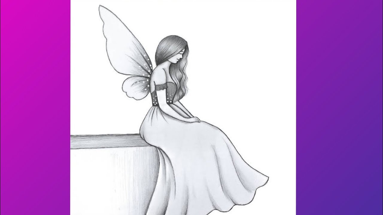 How to draw a beautiful fairy for beginners / easy fairy drawing step ...