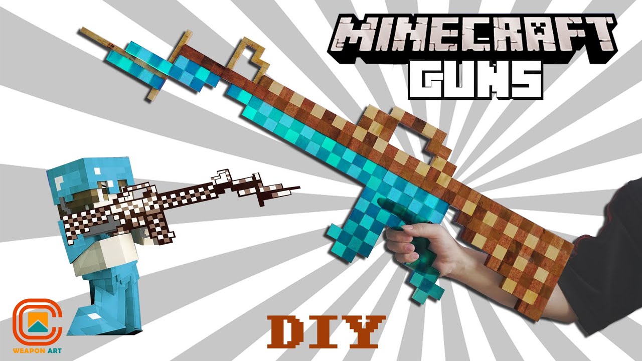 Making Minecraft Weapon Real Life - Minecraft Diamond Gun 【Wooden Art ...