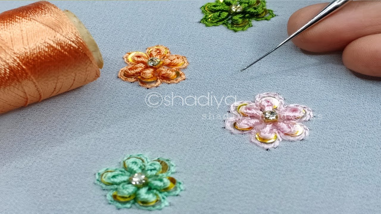 Aari work lavangam stitch flower design for beginners|aari work designs ...