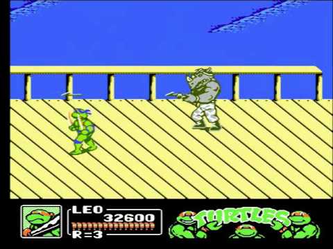 TMNT 3 NES - Boss 01. Rocksteady (No Damage & Special Attacks) - YouTube