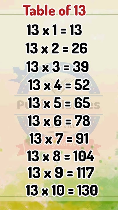 Table of 13 | 13 ka pahada | 13 ka table #shorts #youtubeshorts # ...