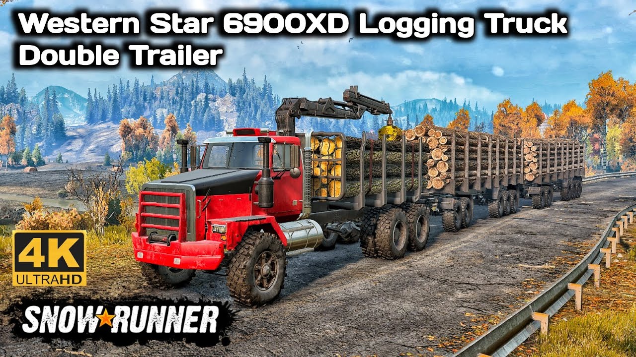 Western Star 6900XD Logging Truck Double Trailer In SnowRunner Season ...
