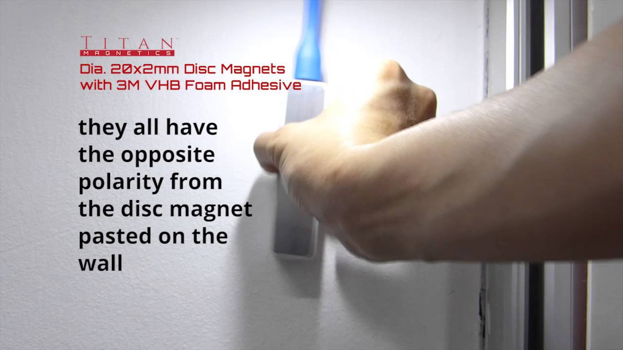Neodymium Magnets with 3M VHB Foam Adhesive D20x2mm - YouTube