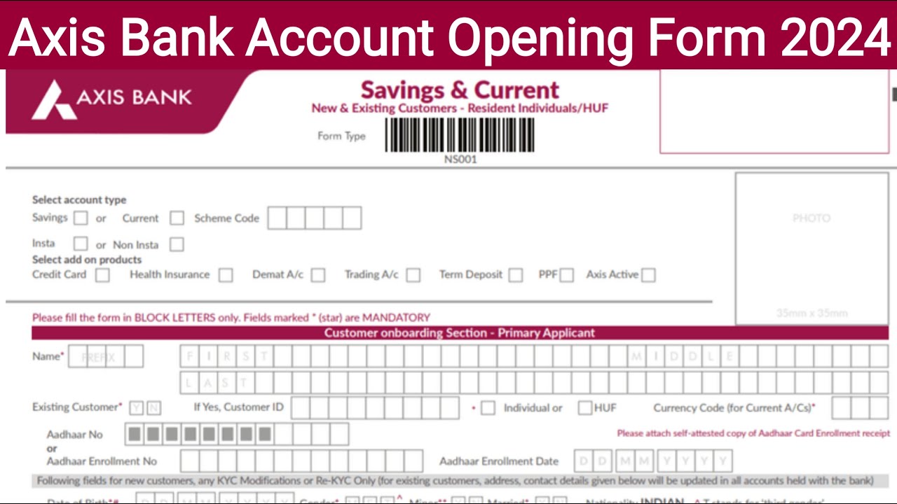Axis Bank Account Opening Form Online 2024 - YouTube