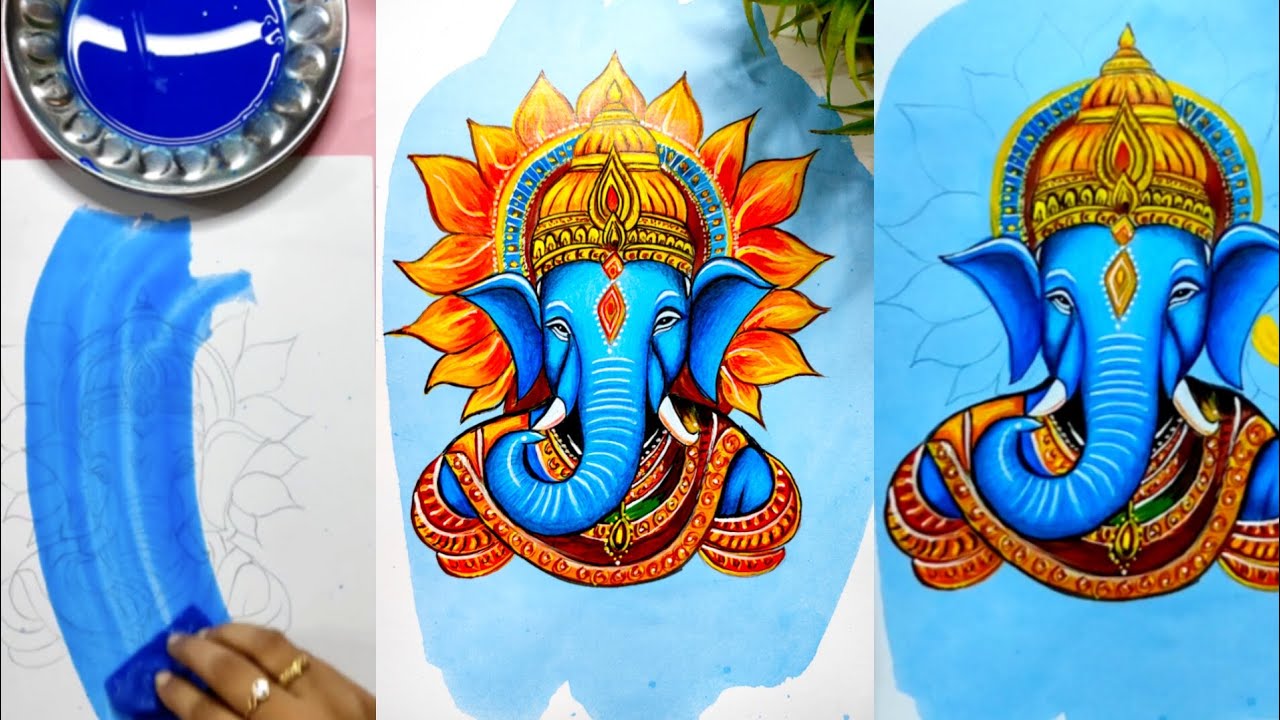 Ganpati bappa Painting Spilled Art watercolor colour painting for ...