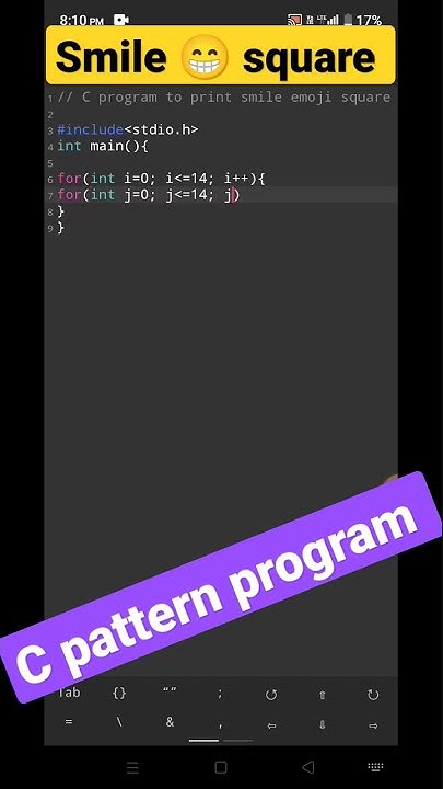 C Pattern program to print WhatsApp emoji 😀 In square || C Smile face emoji program #short # ...
