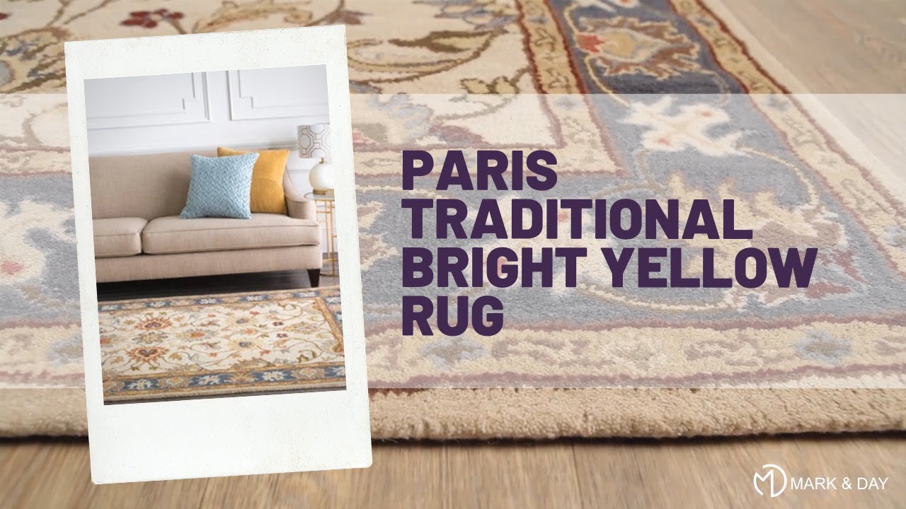 Paris Traditional Bright Yellow Rug - YouTube