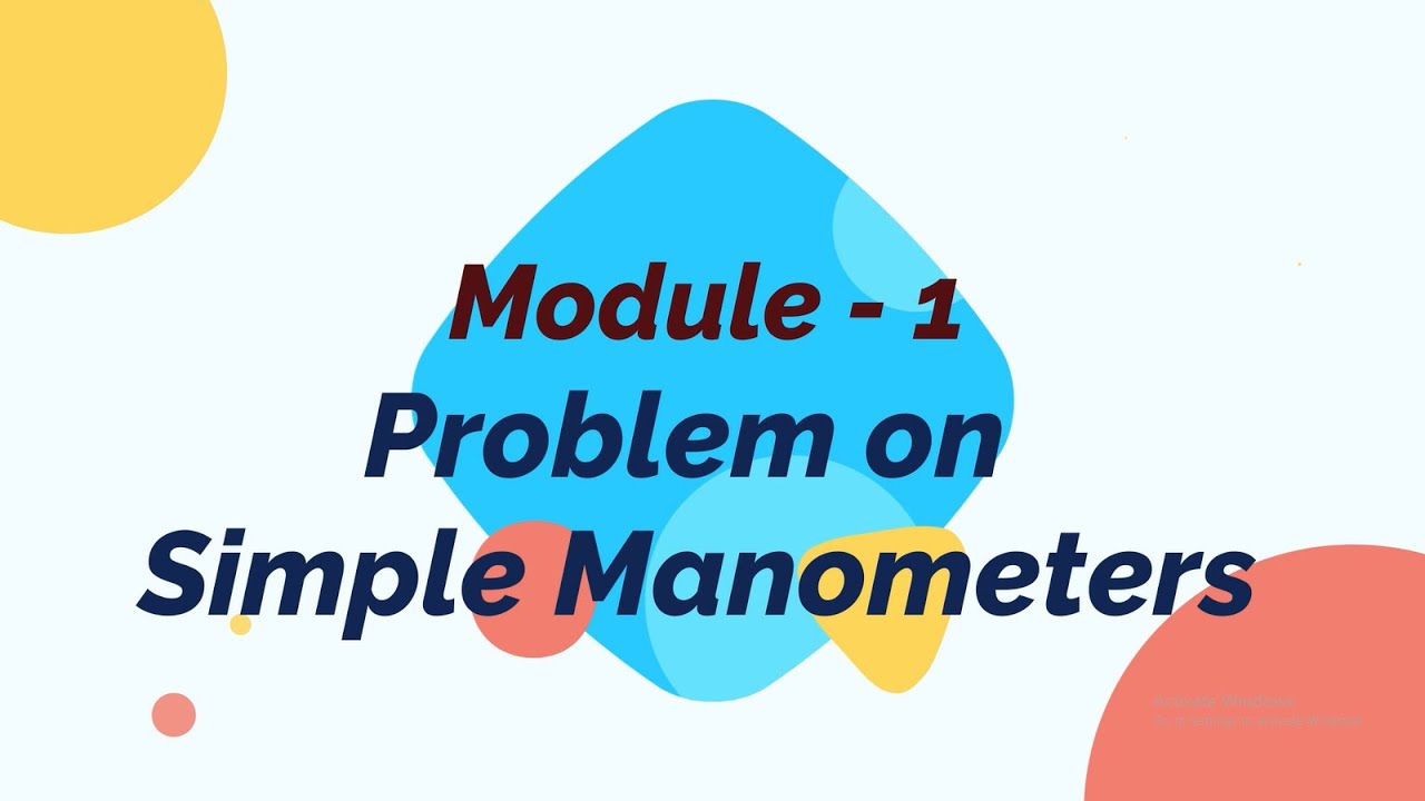 Module 1 - Problem on Simple Manometer - YouTube