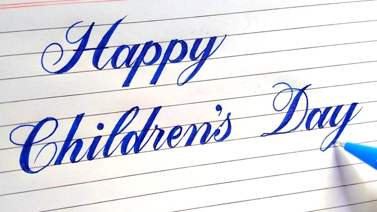 How to write Happy Children's Day | Cursive-Calligraphy writing - YouTube