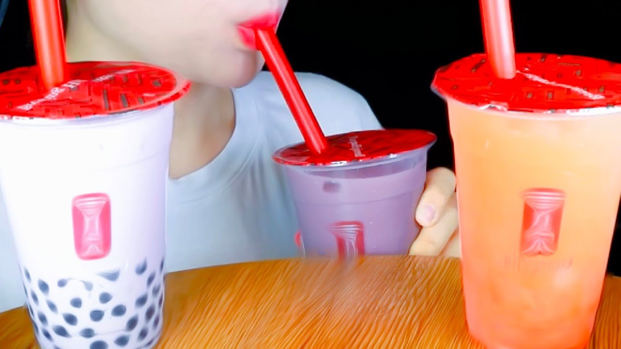 ASMR Colourful Boba Pearl Drinks Vlog, Mukbang 다채로운 보바 펄 음료 @MINEEEATS ...
