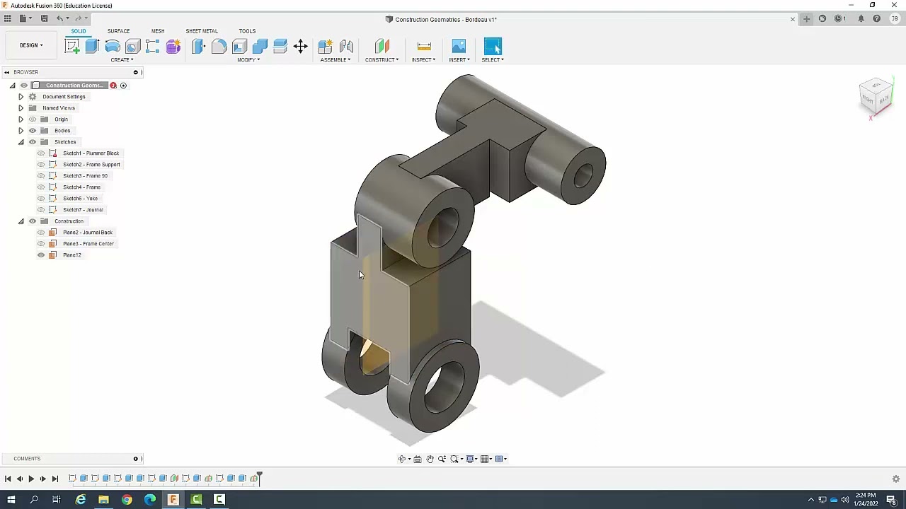 05 04 Construction Mid Plane - Fusion 360 - YouTube