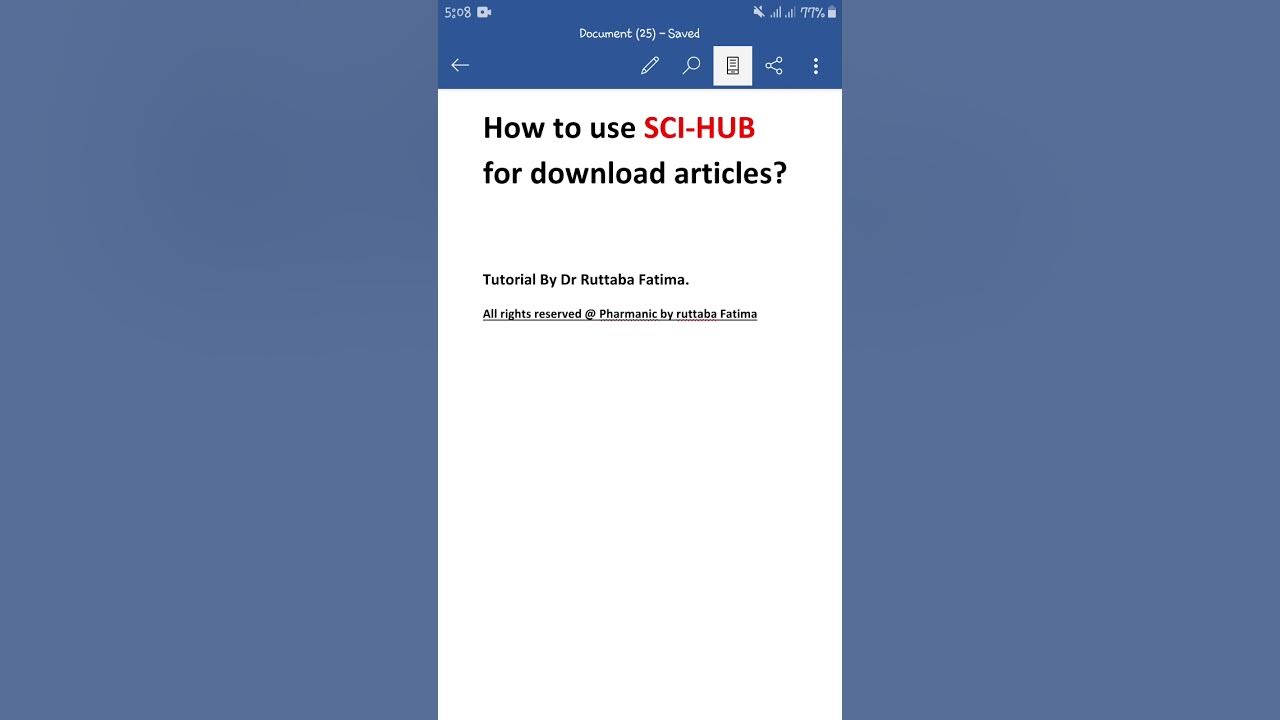 How to Use SCI-HUB for downloading articles... (Tutorial By Ruttaba ...