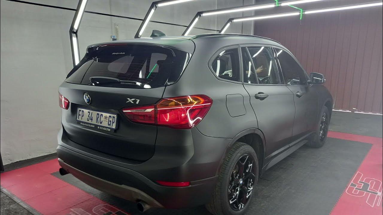 BMW X1 Satin Black Wrap with rim Black out. - YouTube