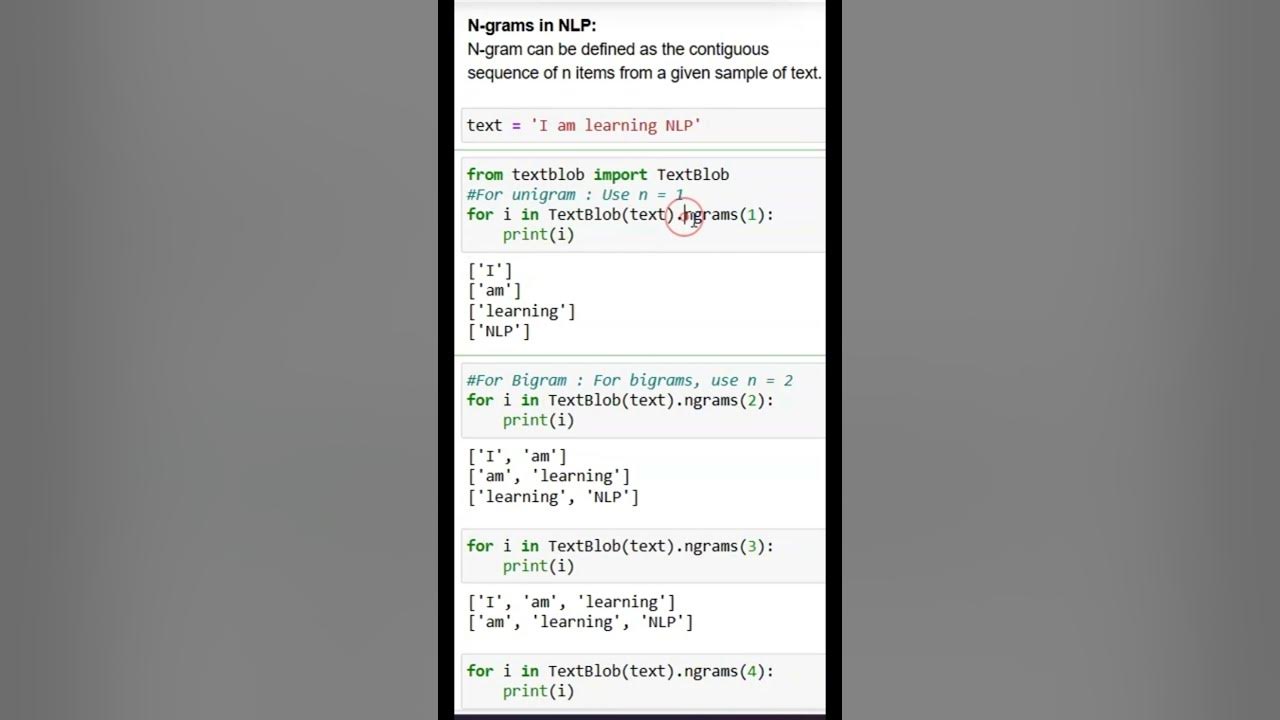 N-grams in NLP #shorts #nlp #python #trending - YouTube