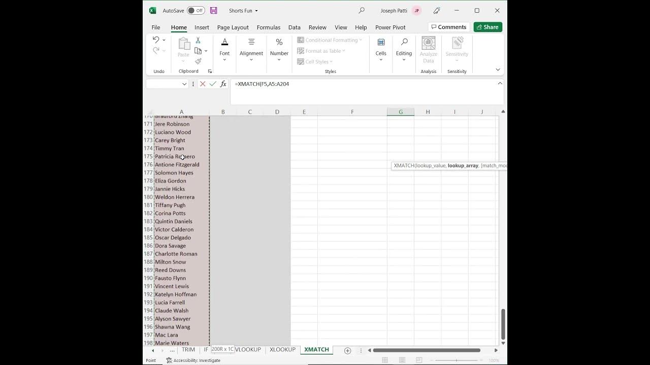 The Learnit Minute Xmatch Function Excel Shorts Youtube