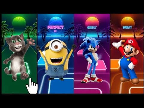 Talking Tom vs Minion vs Sonic vs Super Mario #tileshop #coffindance # ...