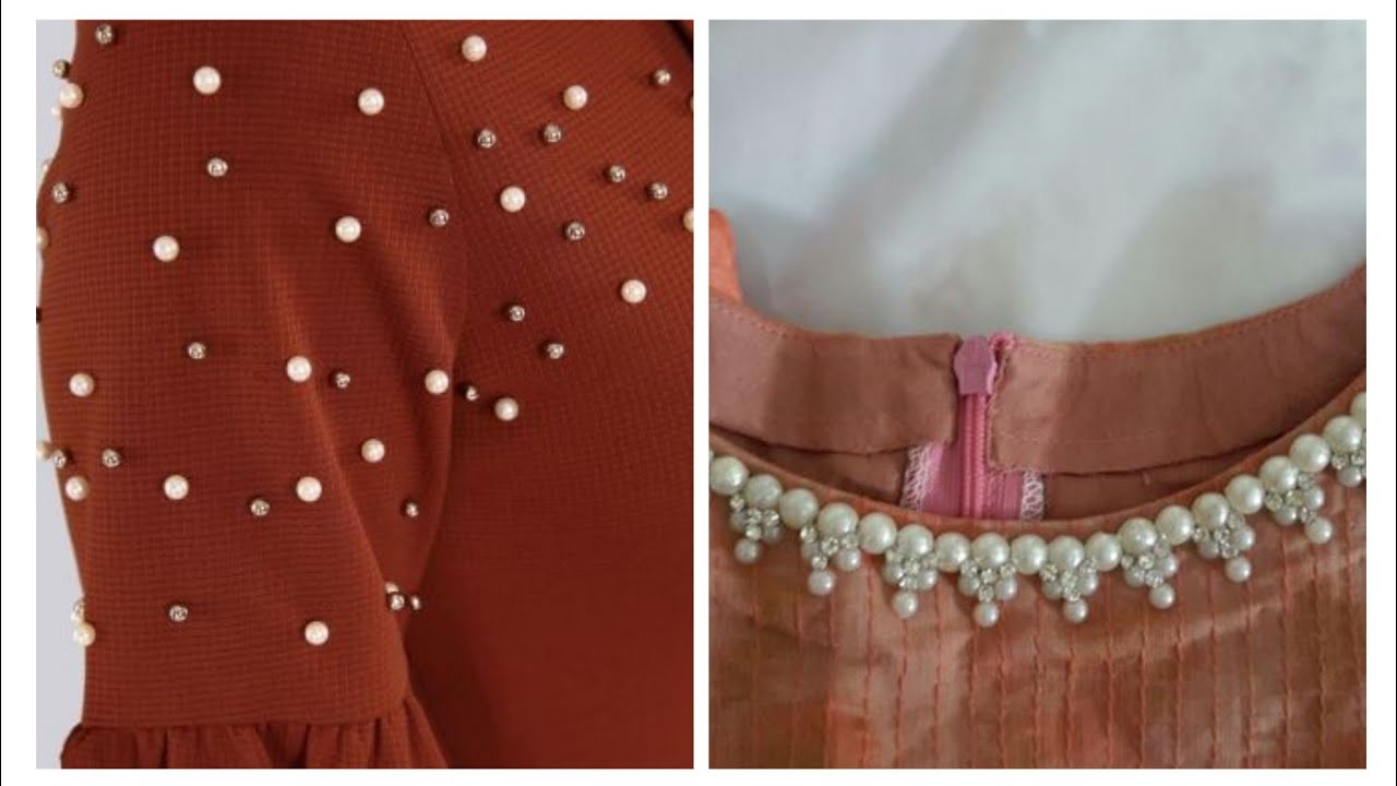 Pretty look Beautiful pearl neckline dress designing ideas / how to ...