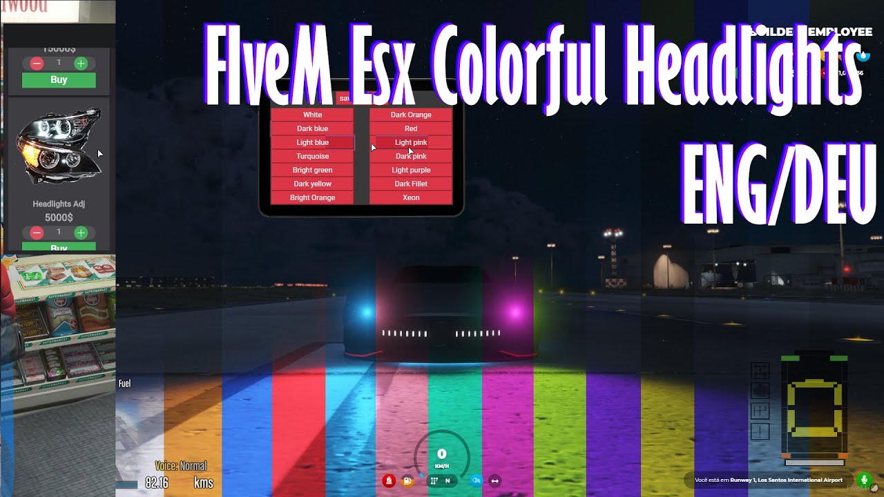 Gta V FiveM Esx Colorful Headlights ENG/DEU - YouTube