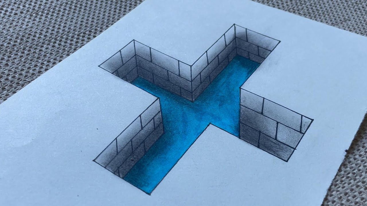 Incredible 3D Optical Illusion Drawing: Cross-Shaped Groove - YouTube