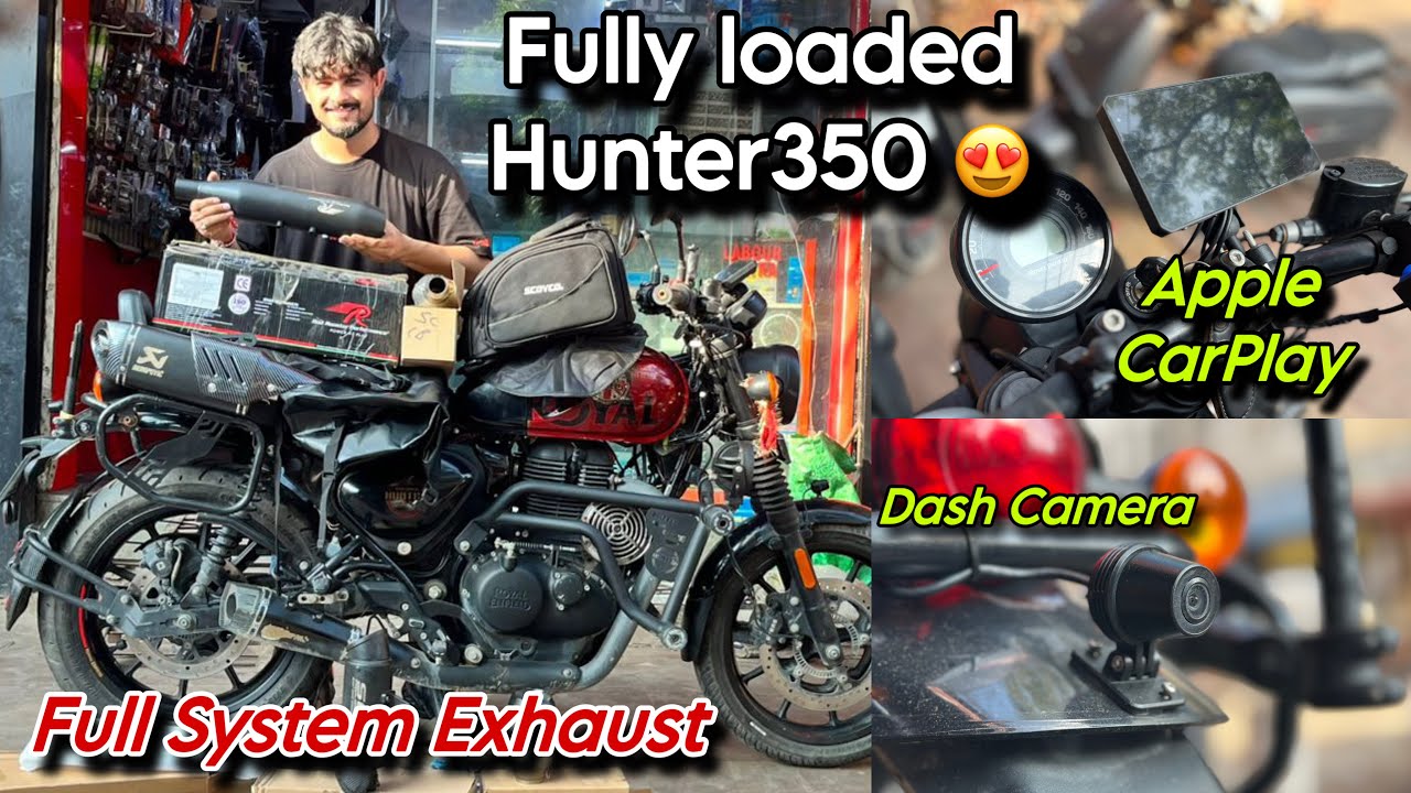 Royal Enfield Hunter 350 Modifications😍Carplay/Android Dash cam 😱Full ...