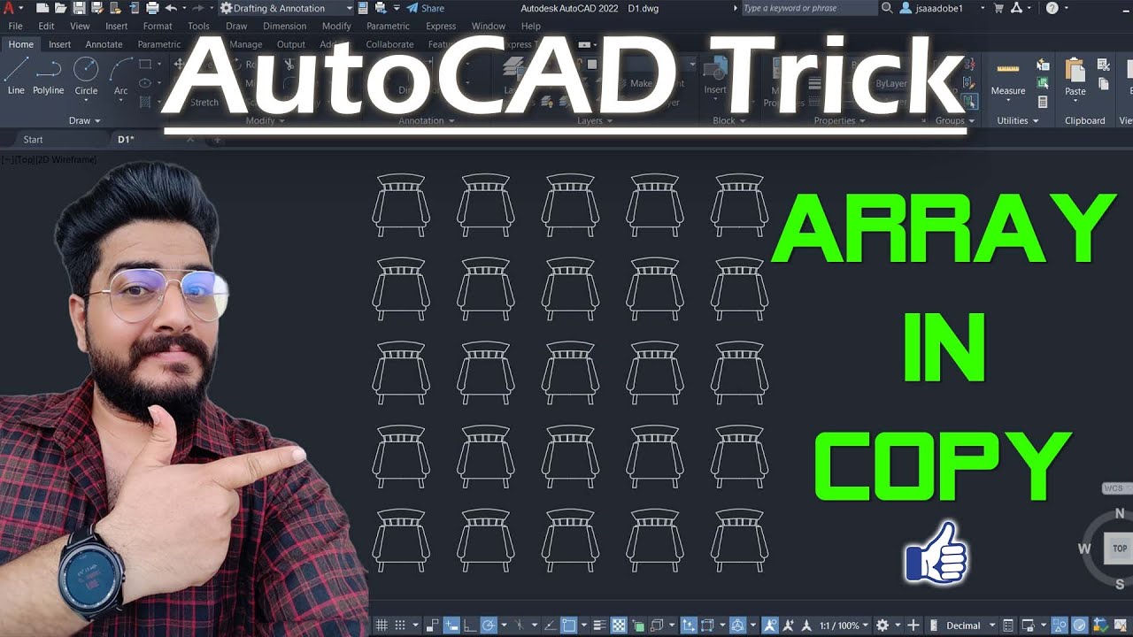 Autocad Tricks Array In Copy Use Array Command In Copy Command 7178