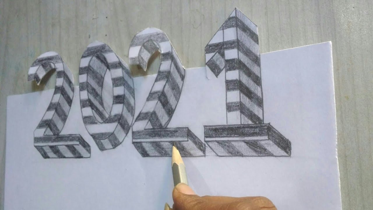 How to Draw 2021, 3D Drawing Trick Art On Paper - YouTube