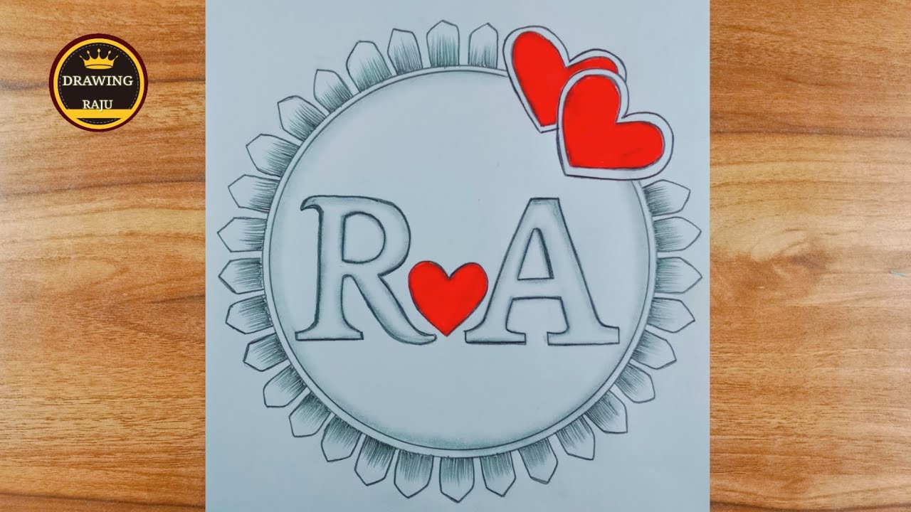 How to draw R ️A couple letter drawing|| simple R+A letter circle ...