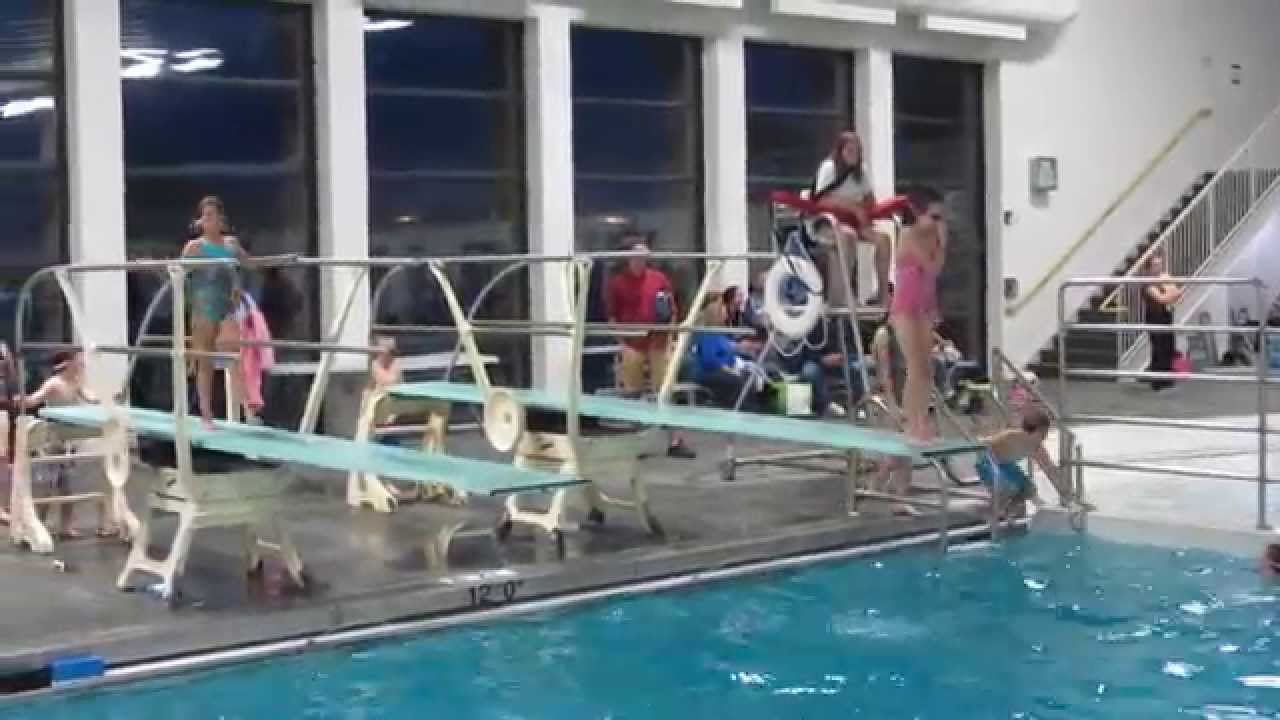 Radek's swim class - first dive board - YouTube