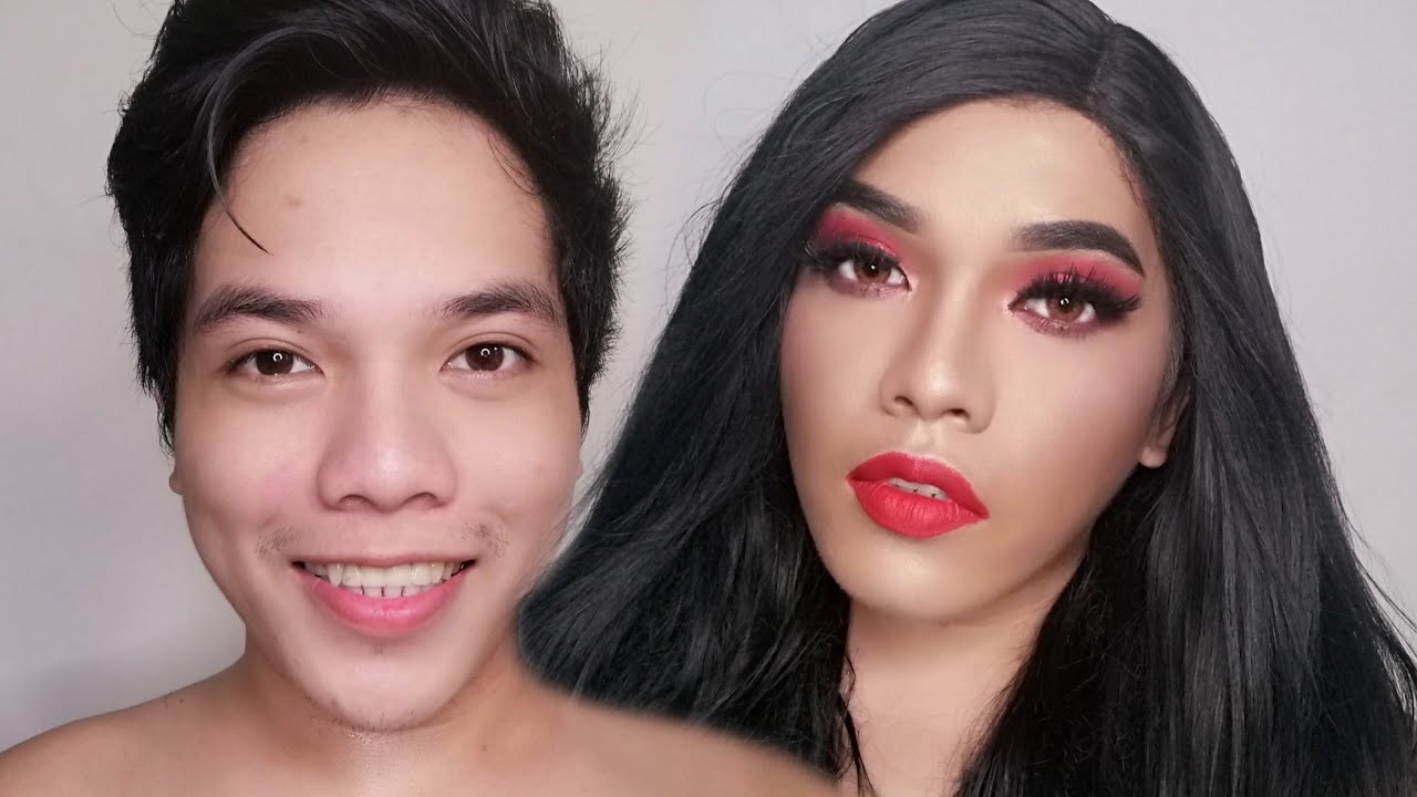 RED GLAM MAKEUP TUTORIAL | Male to Female Transformation - YouTube