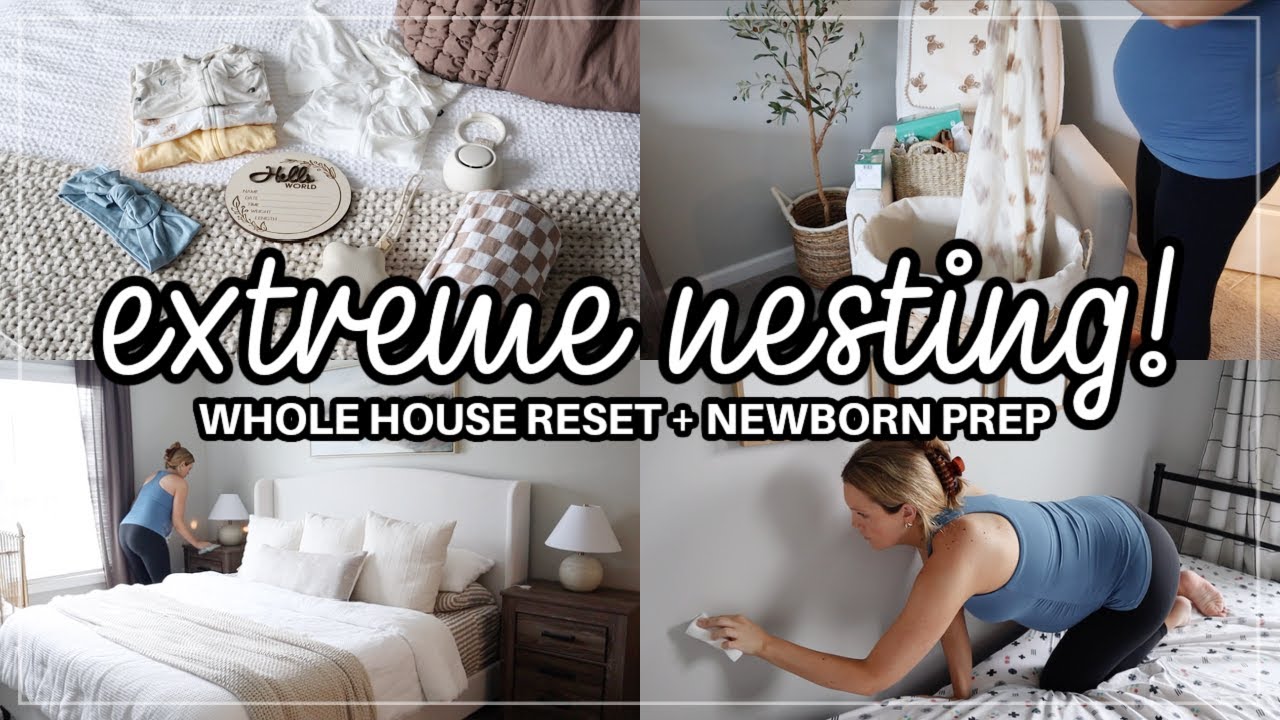 HERE COMES BABY #4 🍼 Extreme Nesting + Newborn Prep | PREGNANT CLEANING ...