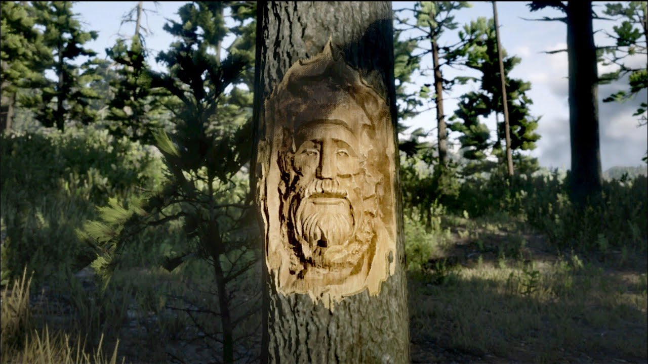 Red Dead Redemption 2 - Wierd tree carvings location - YouTube