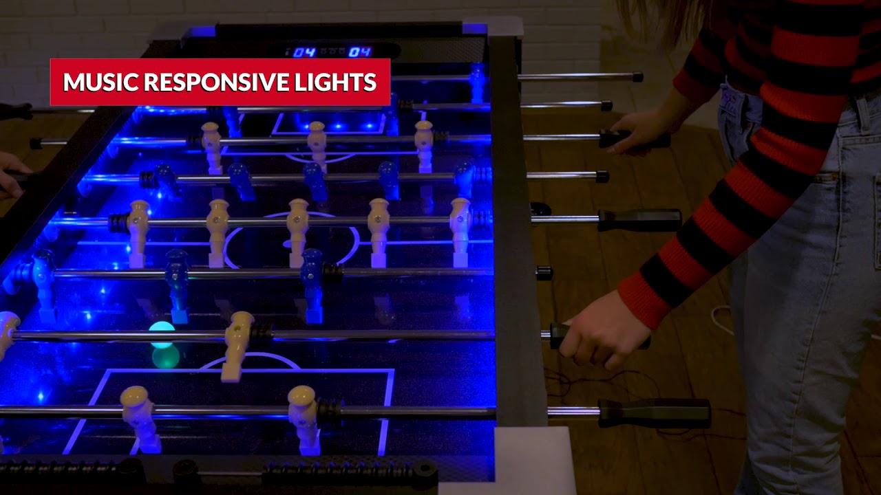 Atomic Azure Foosball Table - Cool LED Light Up Foosball - Yinz Buy
