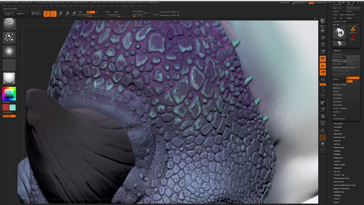 Zbrush Sculpting Practice - Fat Lizard - Part 3a - YouTube