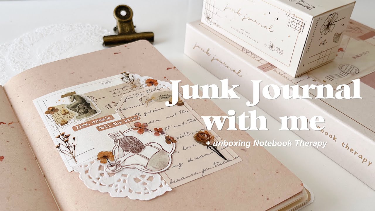 Junk journal with me | Notebook Therapy unboxing 🥀 - YouTube