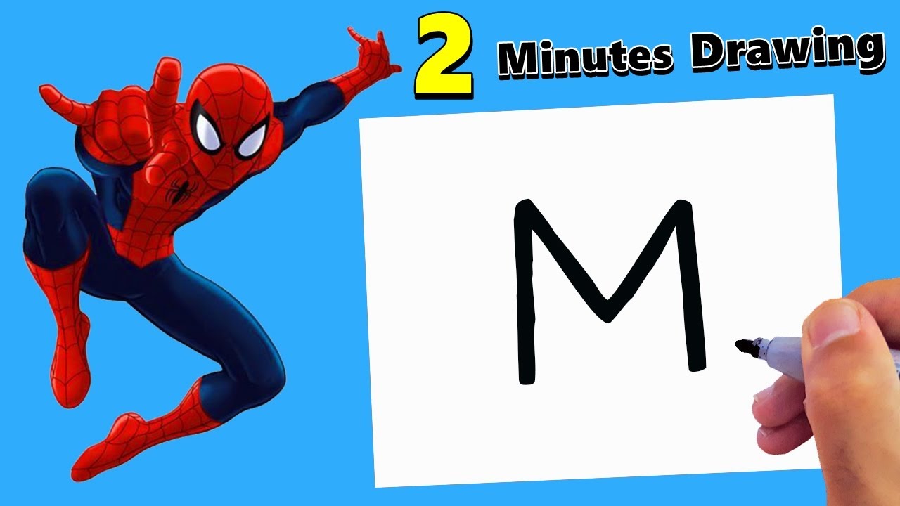 How to Draw Spiderman By using Alphabet M Step by Step Easy - YouTube