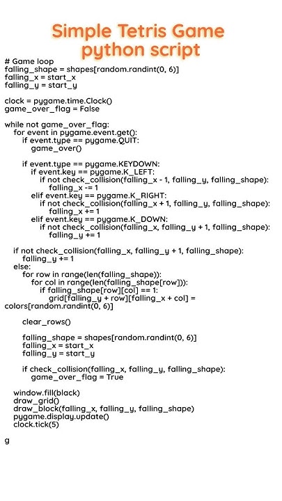 This script sets up a simple Tetris game using versi Python #shorts #ai ...