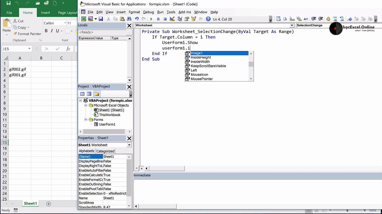 Học VBA Online Hiện ảnh trên form với Image Control - YouTube
