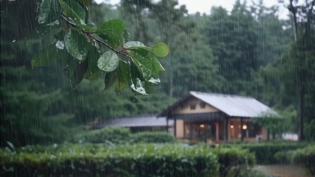 Soft Rain Sounds on Leaves For Fast Sleep, Rainy Rainforest, Wind Noise ...