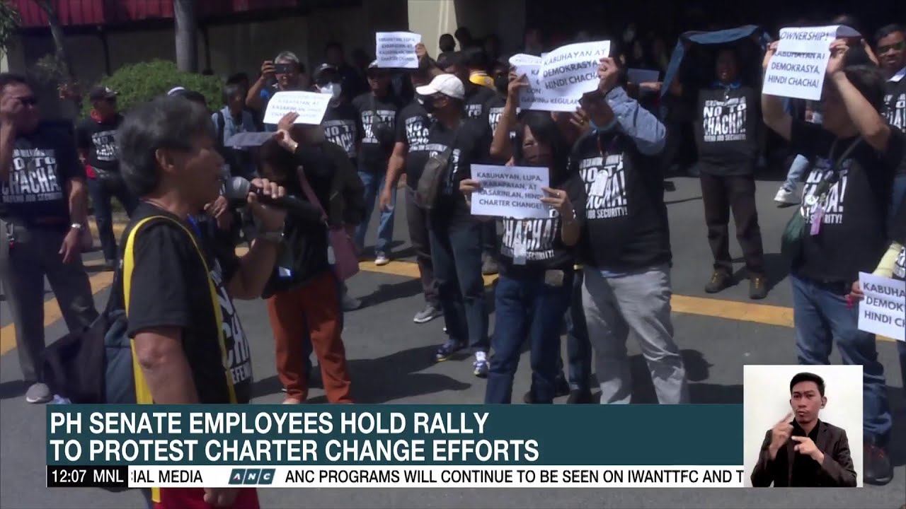 PH Senate employees hold rally to protest charter change efforts | ANC ...