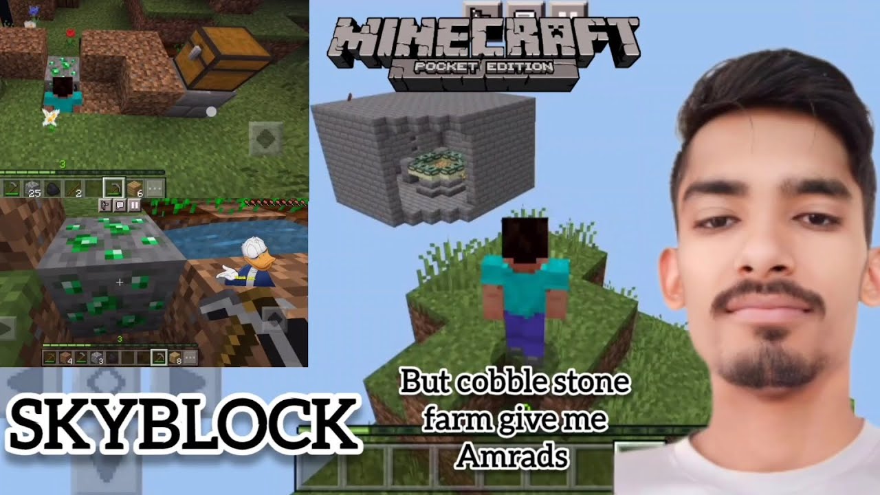 Skyblock minecraft but cobble stone farm give me amrads 🤔🤑 - YouTube